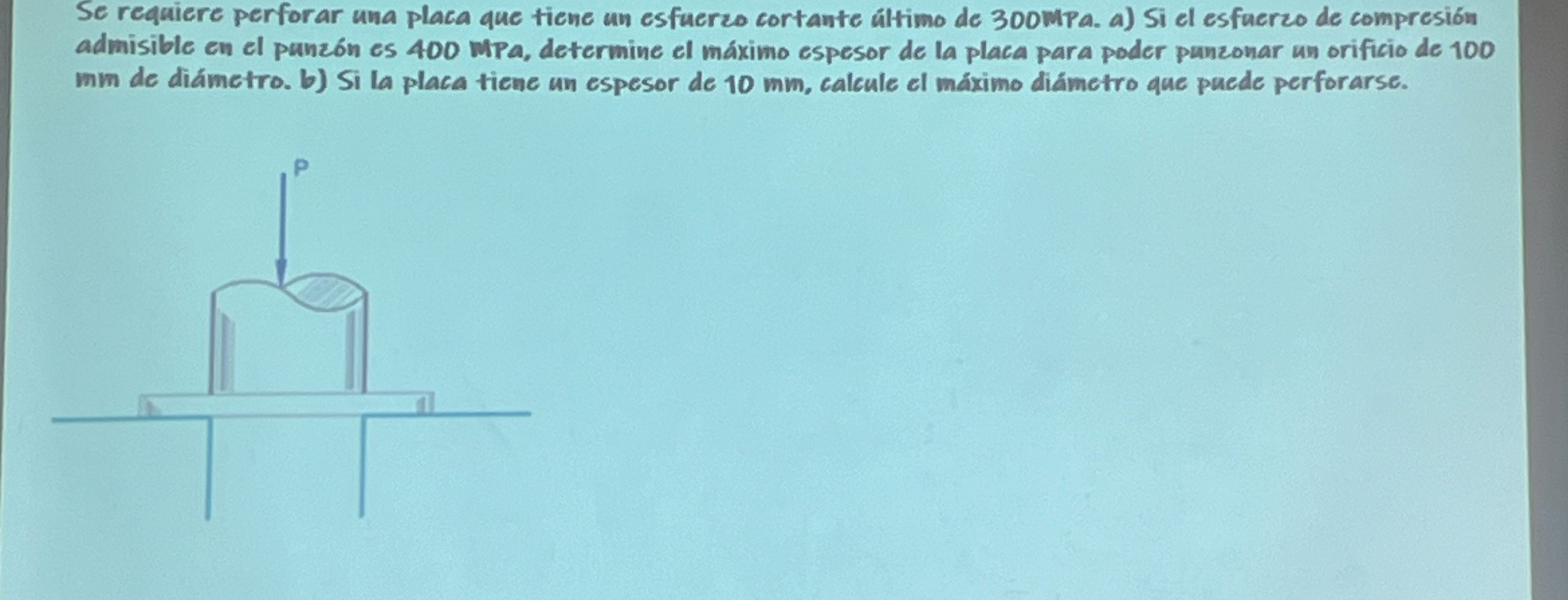 Solved Se requiere perforar una placa que tiene un esfuerzo | Chegg.com