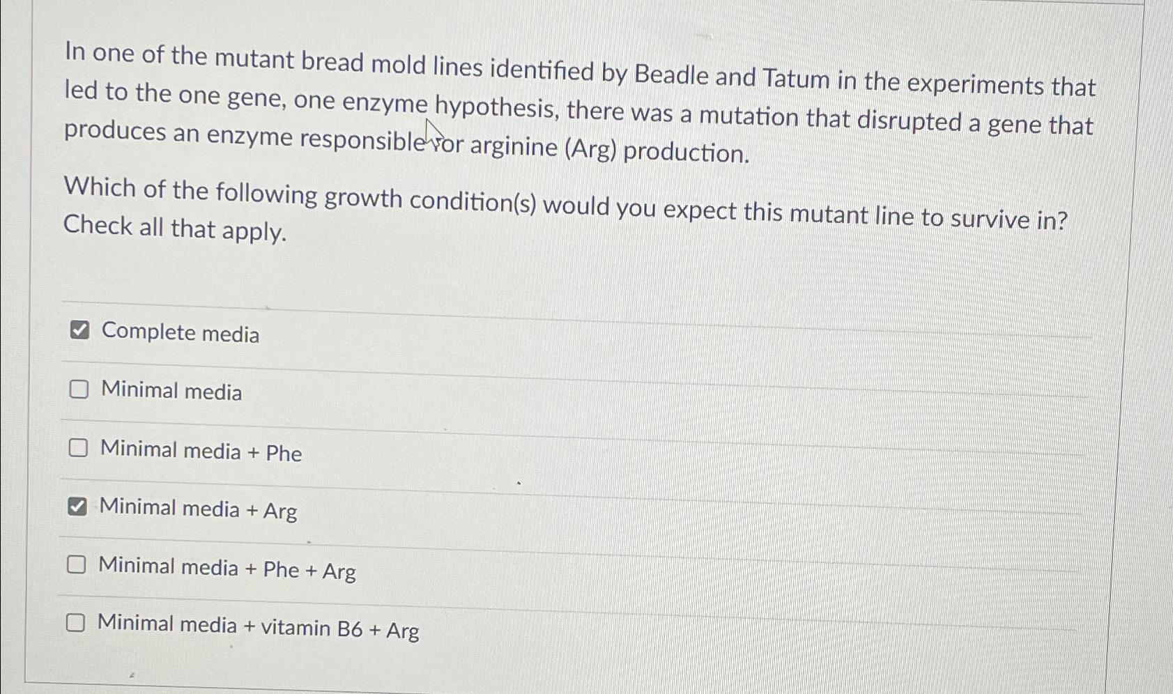 Solved In one of the mutant bread mold lines identified by | Chegg.com