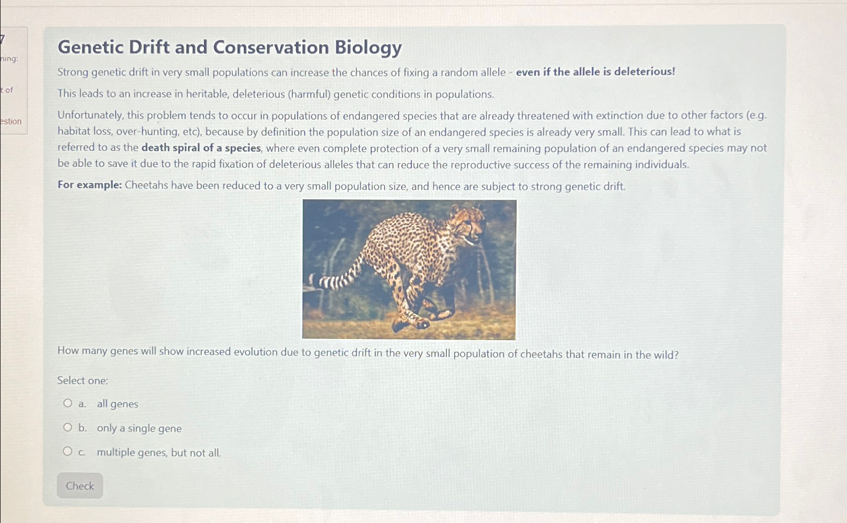 Solved Genetic Drift and Conservation BiologyStrong genetic | Chegg.com