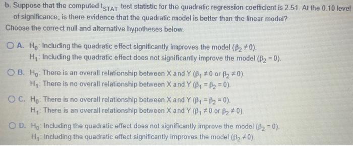 Solved The quadratic regression equation shown below is for | Chegg.com
