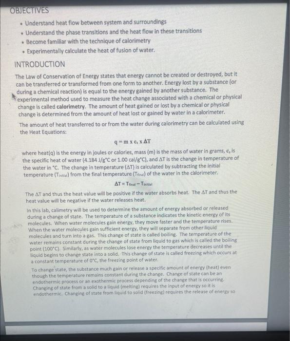 Solved ENERGY AND CHANGE OF STATE- Understand heat flow | Chegg.com