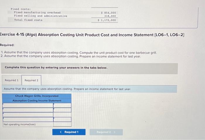 Solved Exercise 4-14 (Algo) Variable Costing Unit Product | Chegg.com