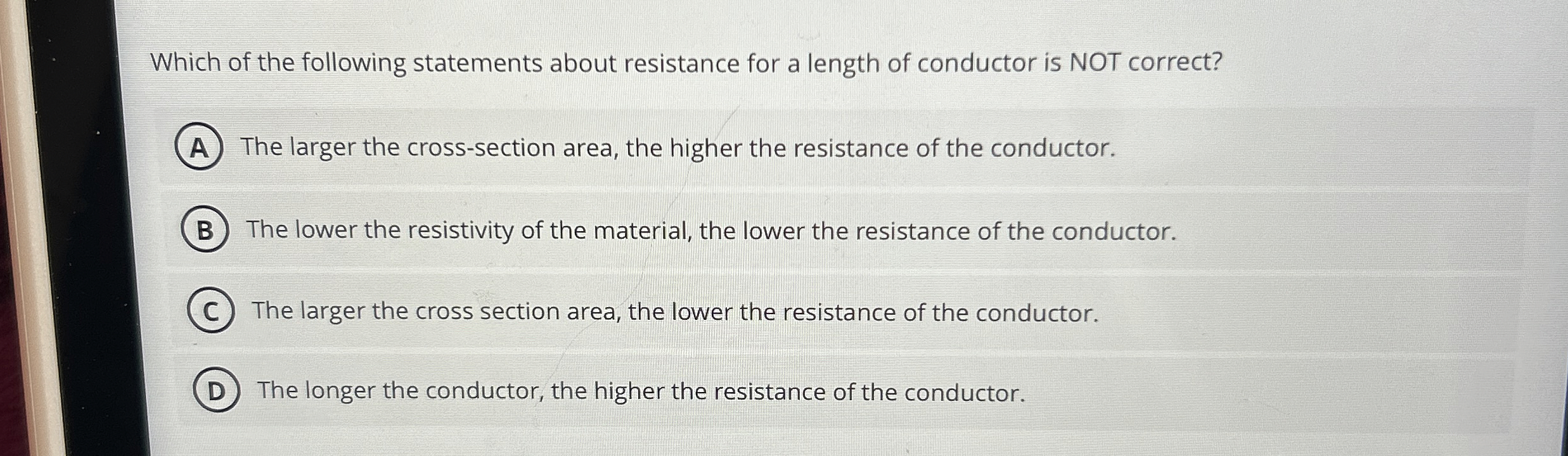 Solved Which of the following statements about resistance | Chegg.com