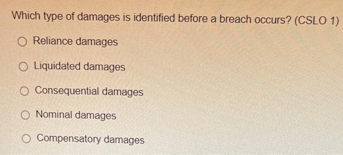 Which type of damages is identified before a breach | Chegg.com
