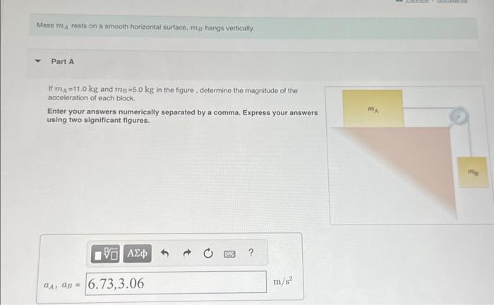Solved Mass mA rests on a smooth horizontal surface, mn | Chegg.com