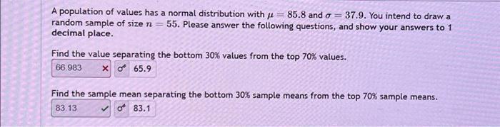 Solved A population of values has a normal distribution with | Chegg.com