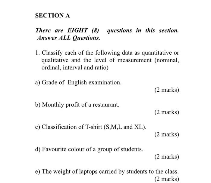 Solved SECTION A There are EIGHT (8) questions in this | Chegg.com