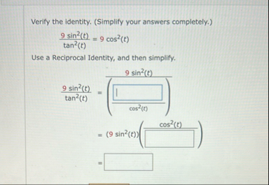 Solved Verify the identity. (Simplify your answers | Chegg.com