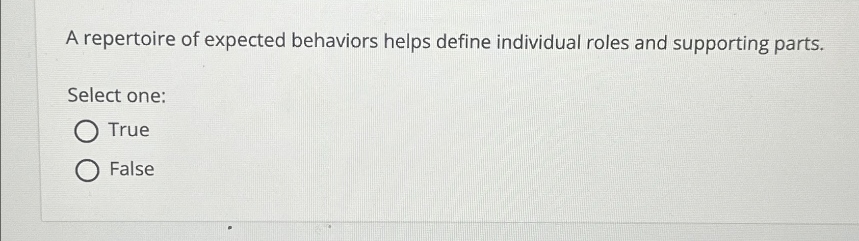 Solved A repertoire of expected behaviors helps define | Chegg.com