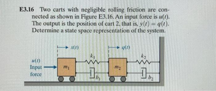 Solved E3.16 Two carts with negligible rolling friction are | Chegg.com
