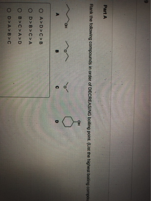 Solved rank the following compounds in order of decreasing | Chegg.com