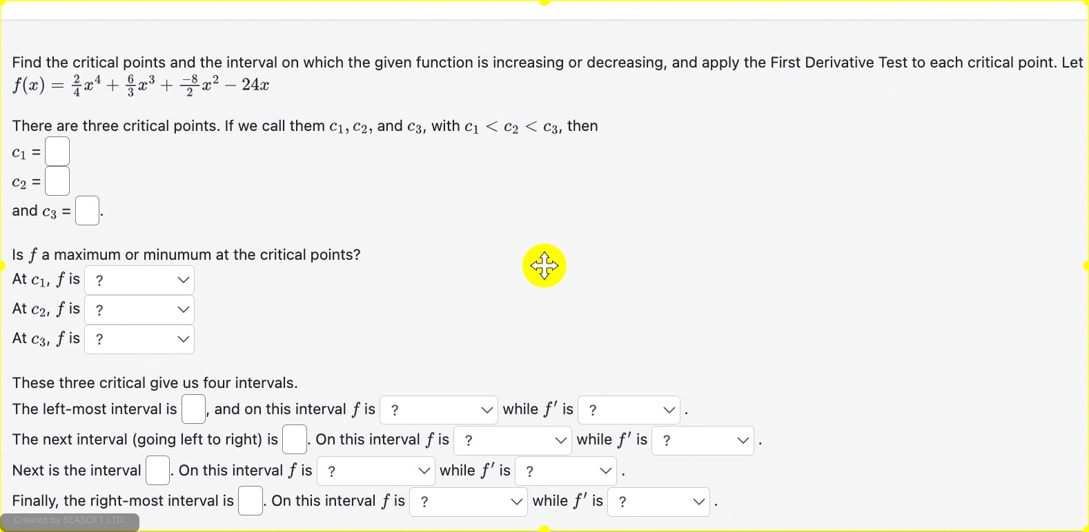 Solved Find the critical points and the interval on which | Chegg.com