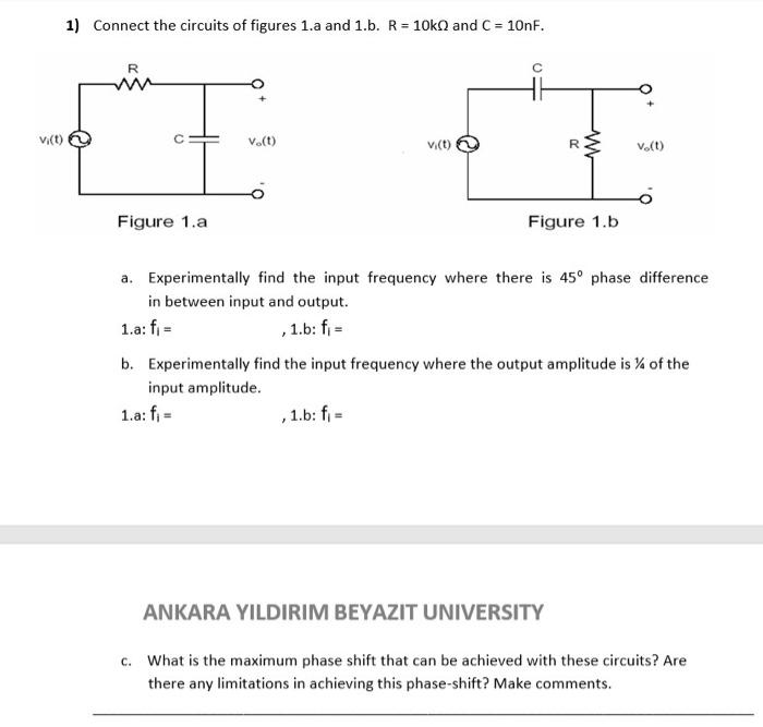 Solved 1) Connect the circuits of figures 1.a and 1.b. R = | Chegg.com
