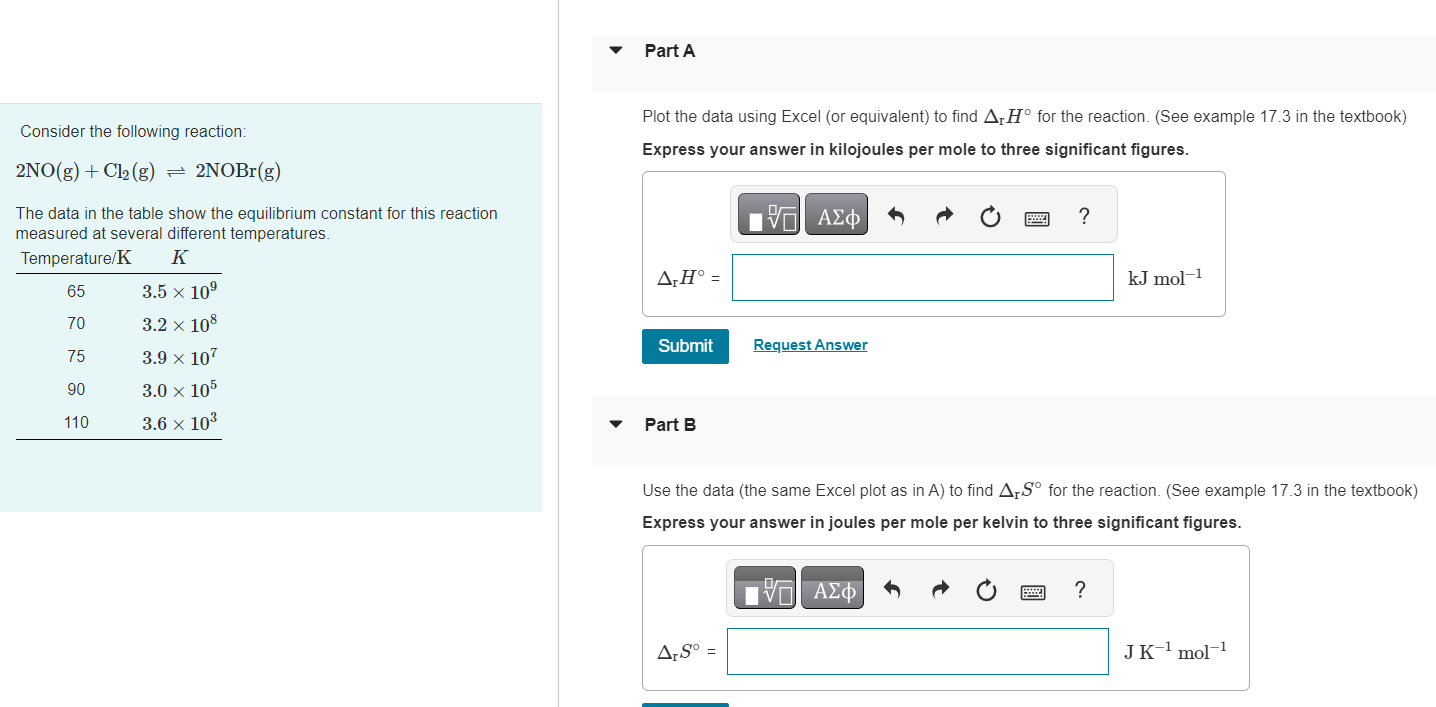 Solved Part AConsider the following | Chegg.com