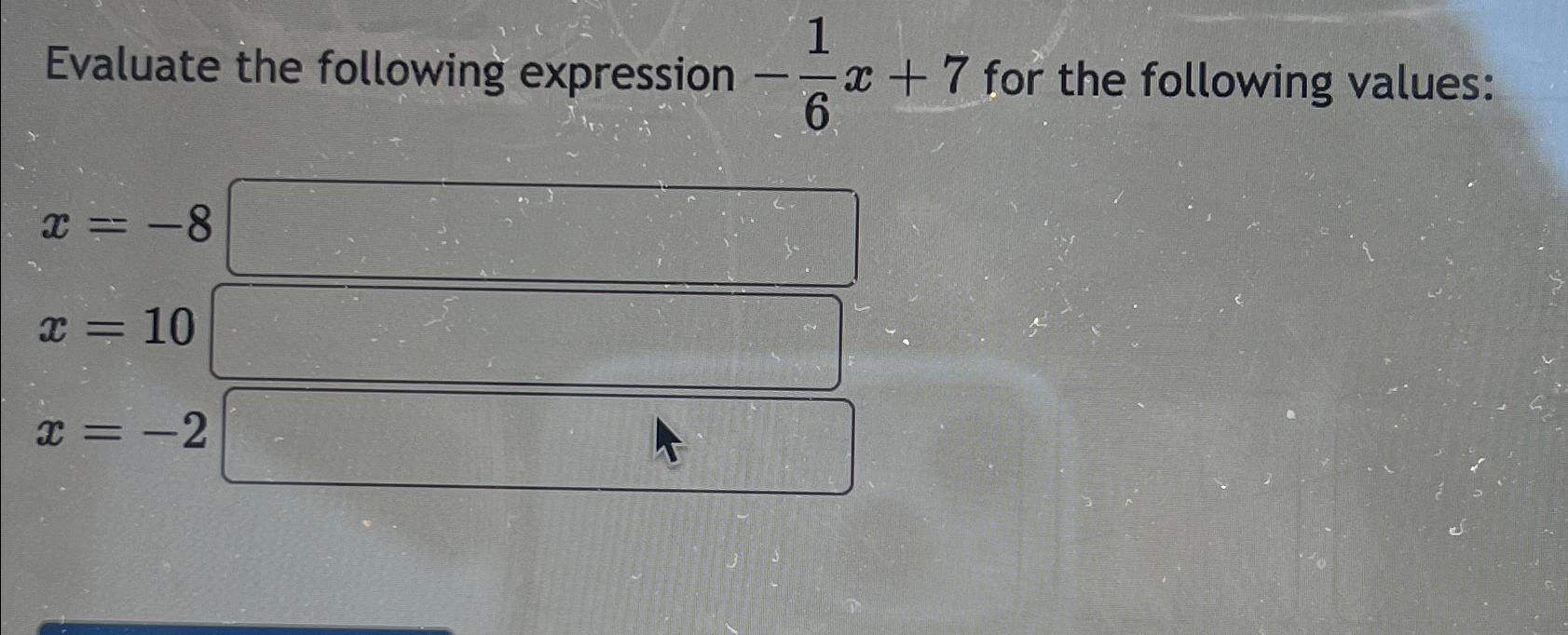 Solved Evaluate the following expression -16x+7 ﻿for the | Chegg.com