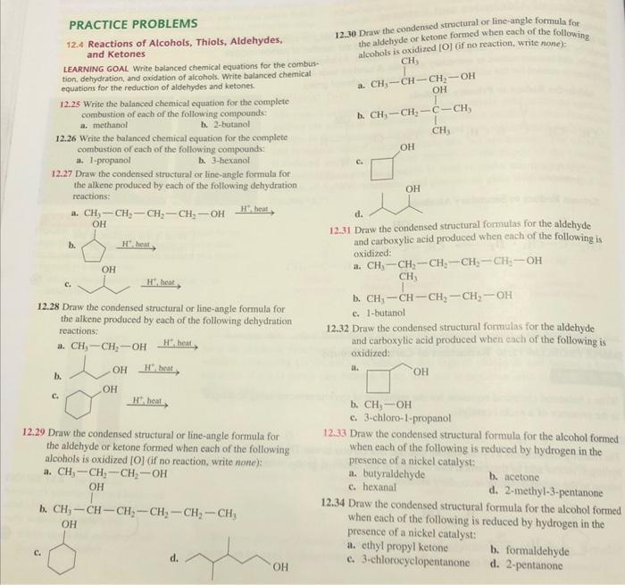 Solved PRACTICE PROBLEMS 12.30 Draw the condensed structural | Chegg.com
