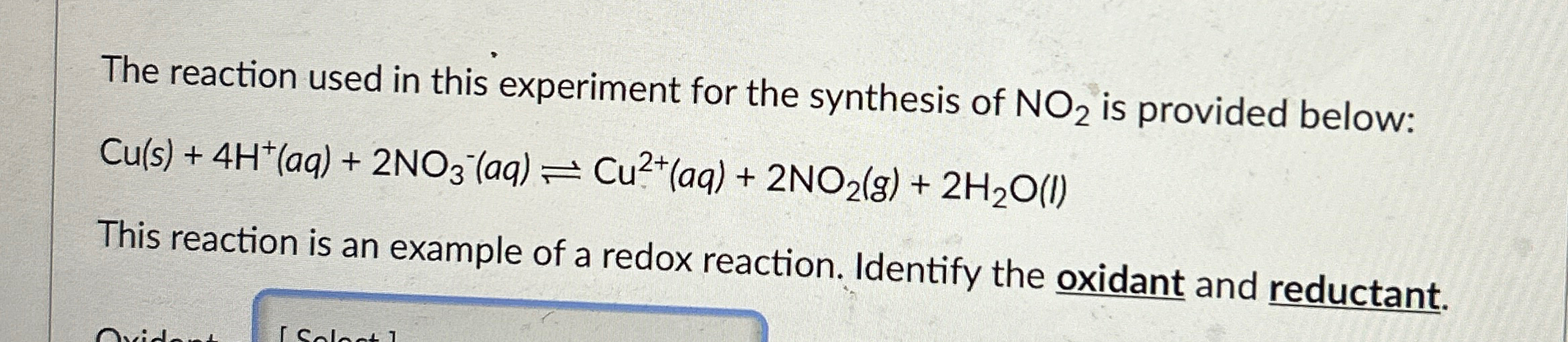 Solved The reaction used in this experiment for the | Chegg.com