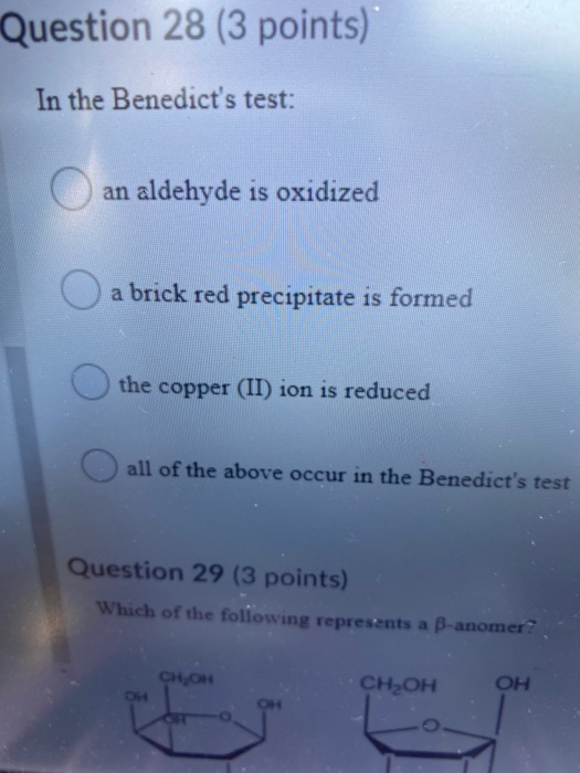 Solved Question 28 (3 points) In the Benedict's test an | Chegg.com