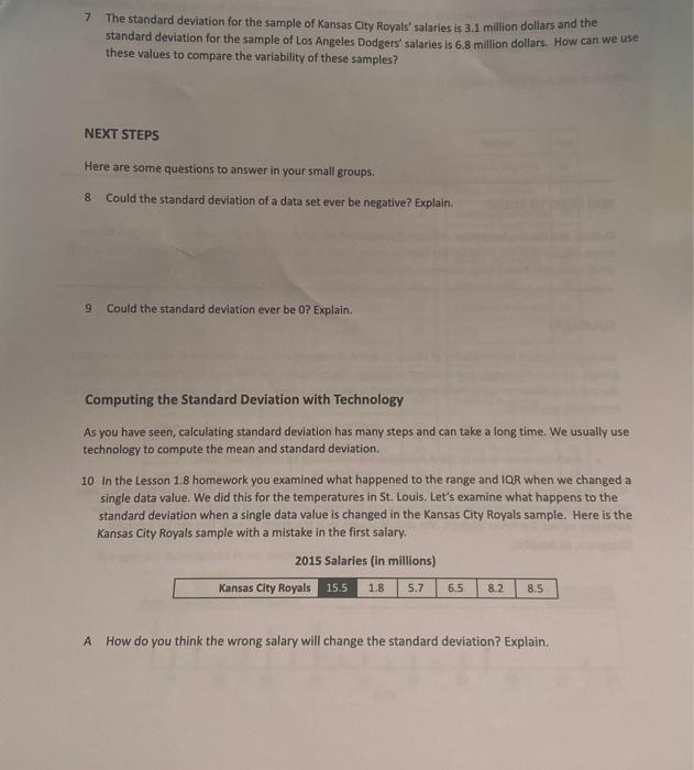 Solved 7 The standard deviation for the sample of Kansas | Chegg.com