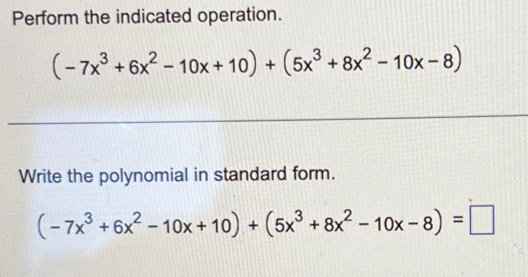 Solved Perform the indicated | Chegg.com