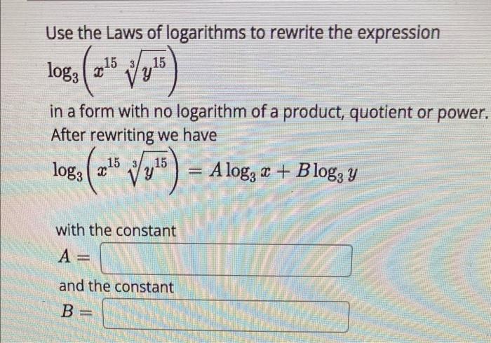 Solved Use the Laws of logarithms to rewrite the expression | Chegg.com