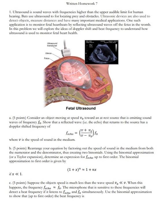 Solved Written Homework 7 1. Ultrasound is sound waves with | Chegg.com