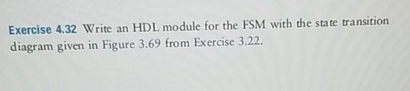 Exercise 4.32 Write an HDL module for the FSM with | Chegg.com