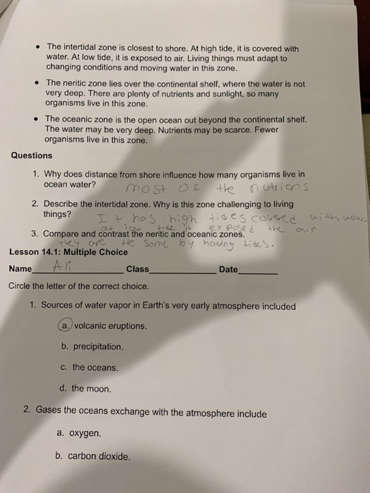Solved Wednesday 14.1: Introduction to the Oceans Lesson | Chegg.com
