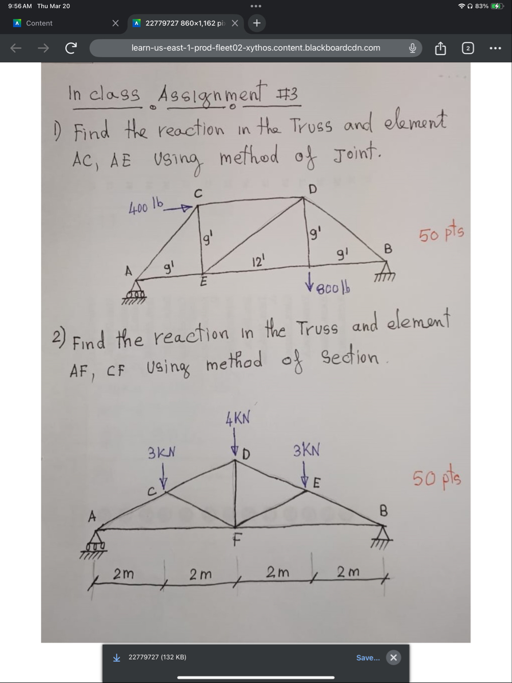 Solved Find the reaction in the Truss and element AC,AE | Chegg.com