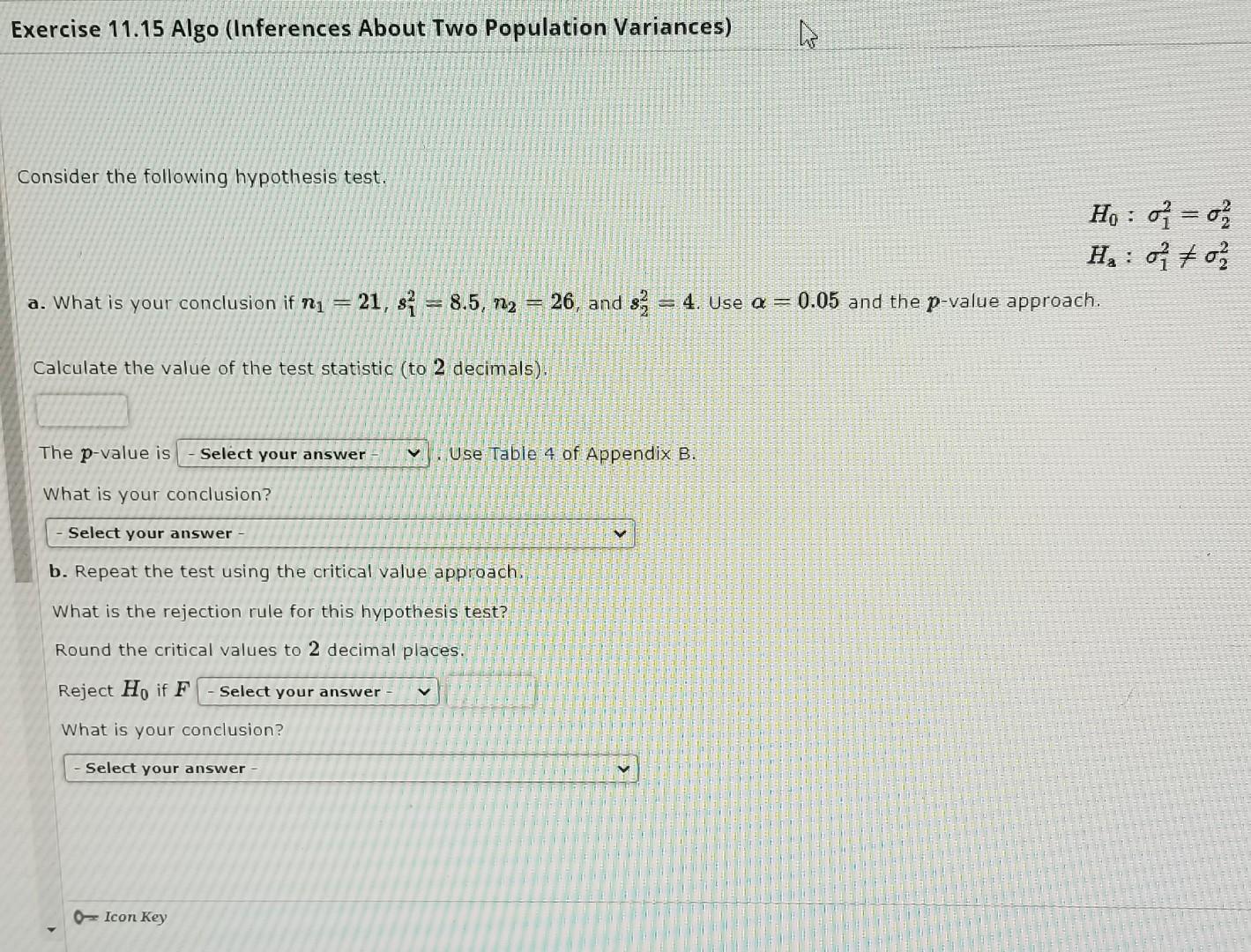 Solved Exercise 11.15 Algo (Inferences About Two Population | Chegg.com