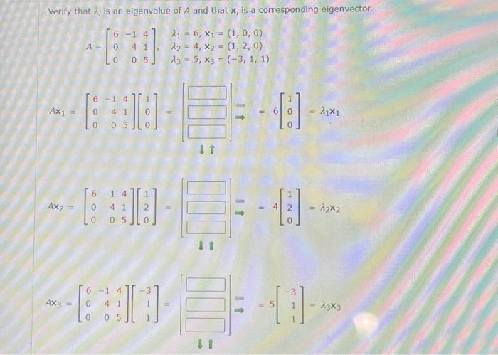 Solved Verify that λi is an eigenvalue of A and that xi is a | Chegg.com