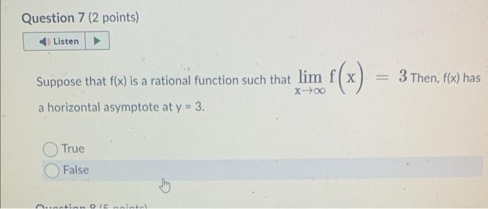 Solved Suppose that f(x) is a rational function such that | Chegg.com