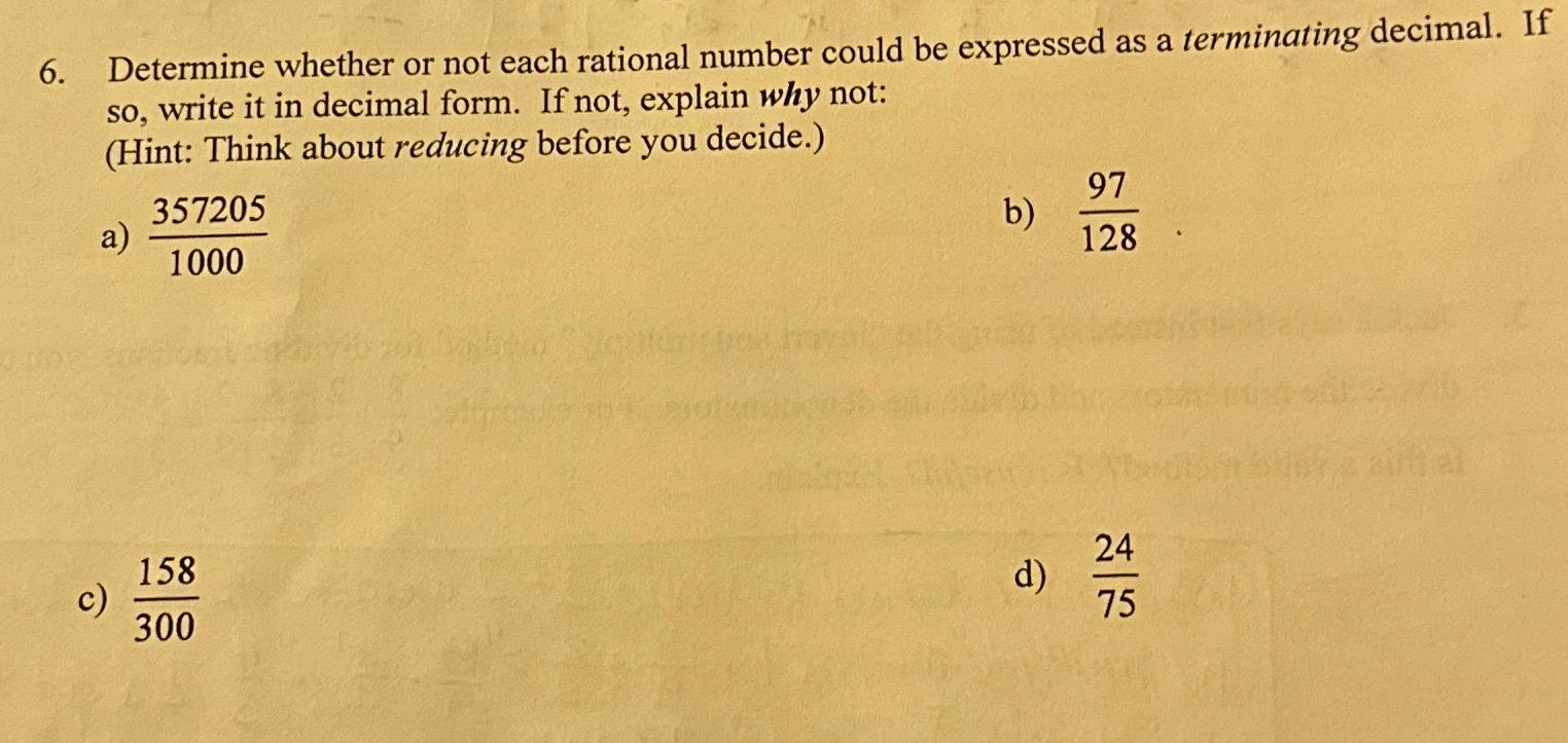 Solved Determine whether or not each rational number could | Chegg.com