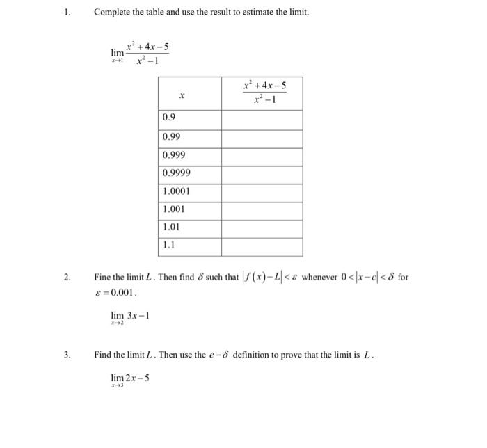 Solved 1. Complete the table and use the result to estimate | Chegg.com