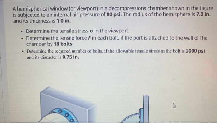 Solved A hemispherical window (or viewport) in a | Chegg.com
