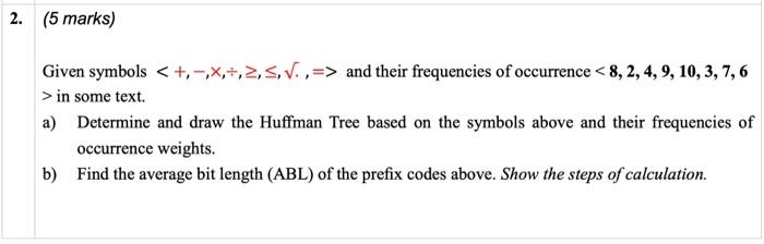 Solved Given symbols and their frequencies | Chegg.com