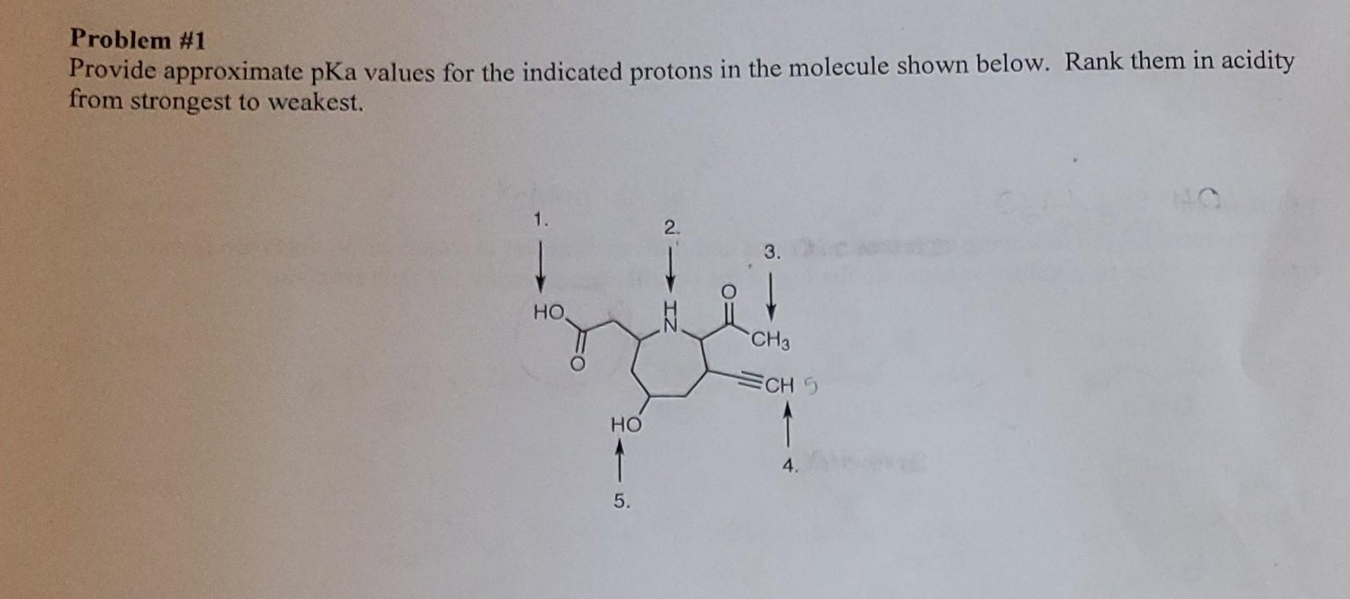 Solved Problem #1 Provide approximate pKa values for the | Chegg.com