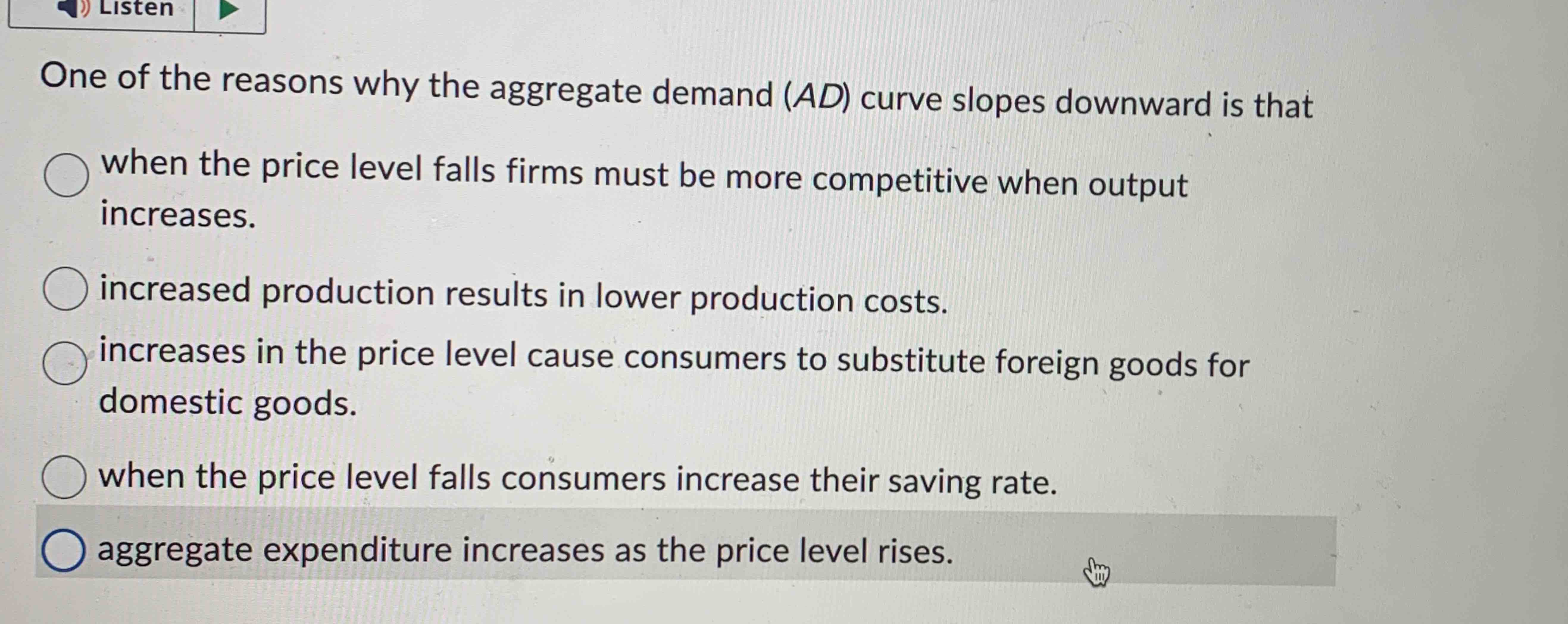 Solved aggregate expenditure increases as the price level | Chegg.com