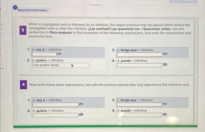 When a conjugated verb is followed by an infinitive, | Chegg.com