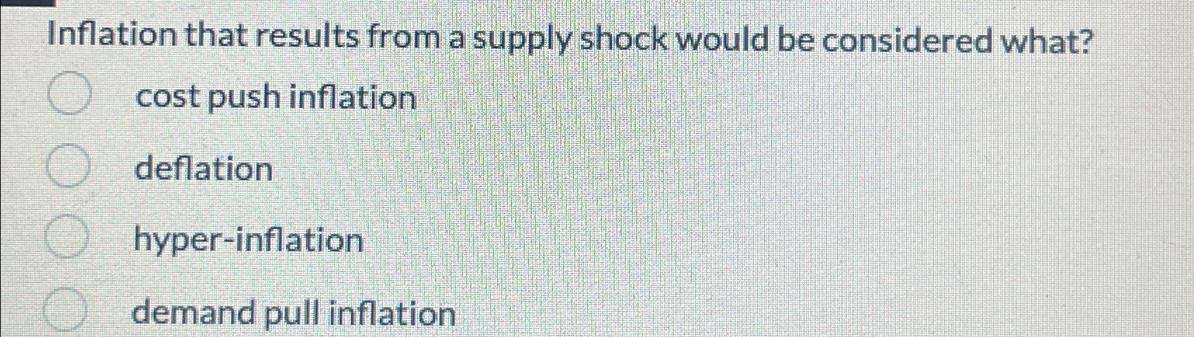 Solved Inflation that results from a supply shock would be | Chegg.com