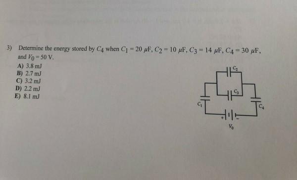 Solved 3) Determine the energy stored by C4 when C1 = 20 pF, | Chegg.com