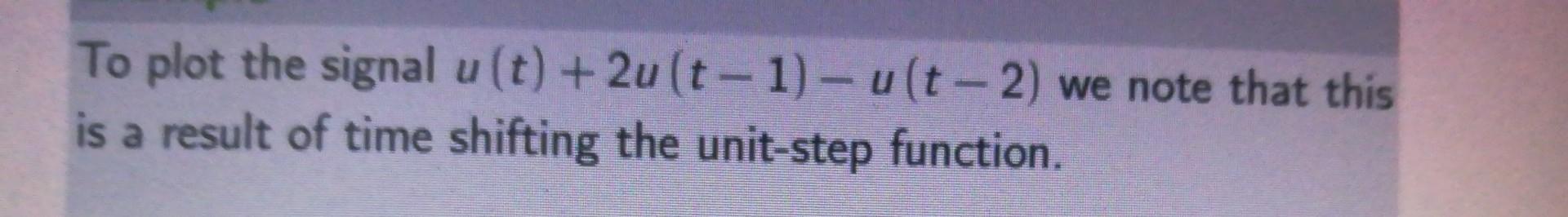 To plot the signal u(t)+2u(t−1)−u(t−2) we note that | Chegg.com