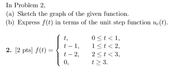 Solved In Problem 2,(a) ﻿Sketch the graph of the given | Chegg.com