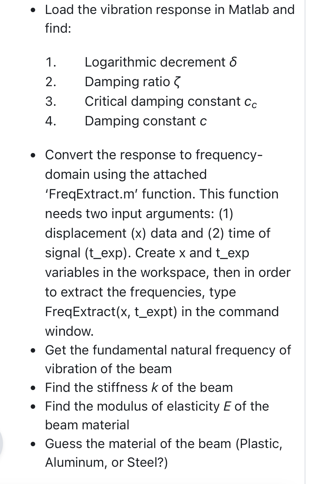Solved Load the vibration response in Matlab and | Chegg.com