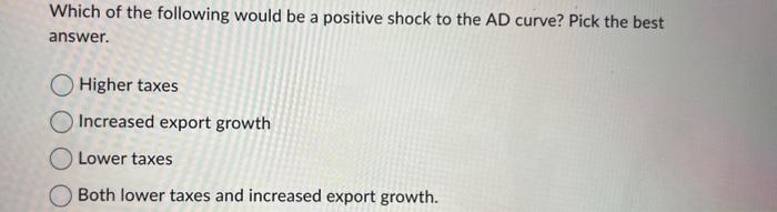 Solved Which of the following would be a positive shock to | Chegg.com