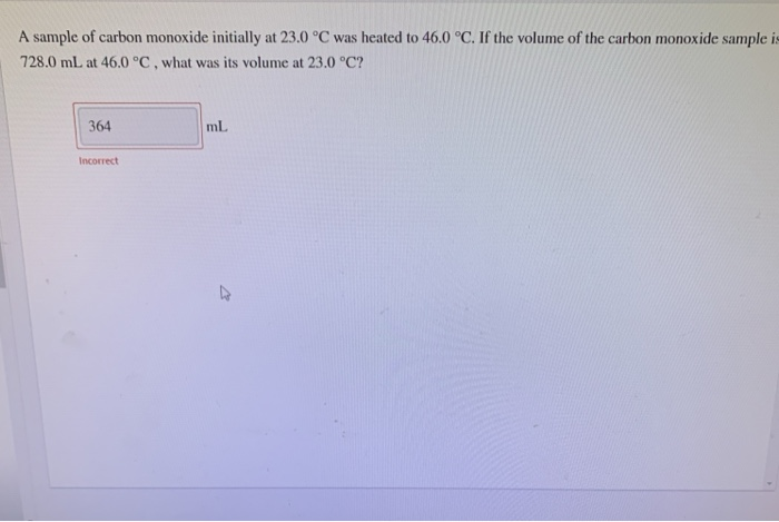 Solved A sample of carbon monoxide initially at 23.0°C was | Chegg.com