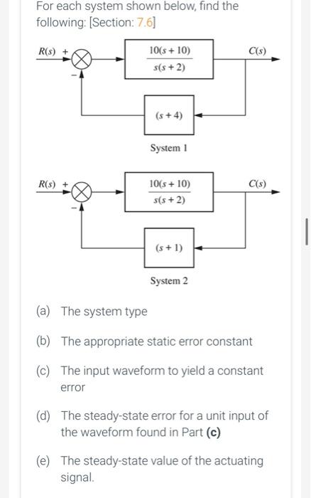 Solved For each system shown below, find the following: | Chegg.com