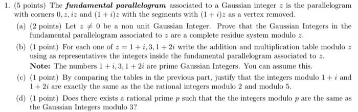 Solved 1. (5 points) The fundamental parallelogram | Chegg.com