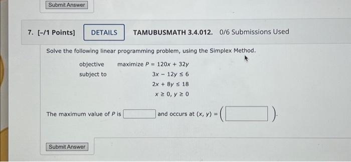 Solved Submit Answer 7. [-/1 Points] DETAILS Solve the | Chegg.com
