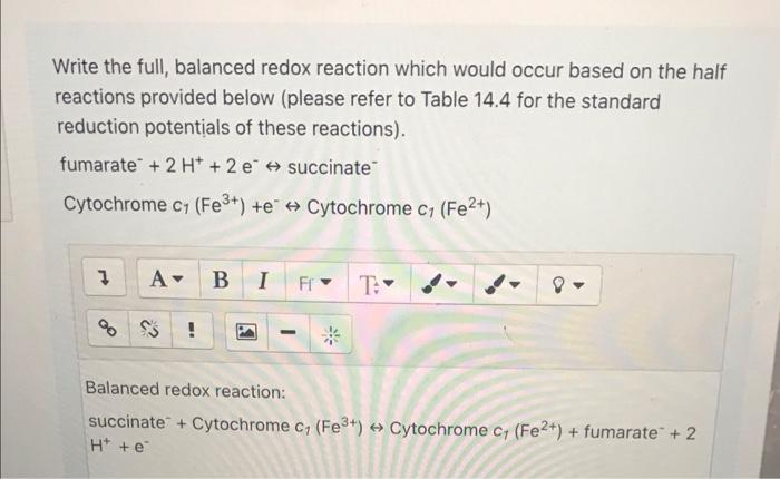 Solved Write the full, balanced redox reaction which would | Chegg.com